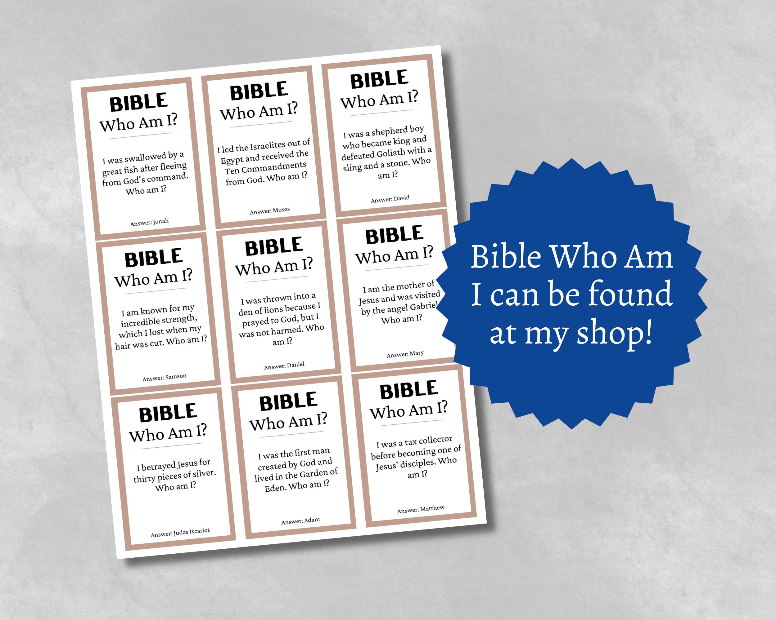 Book of Mormon Who Am I Trivia Cards, Printable Latter-day Saints Party ...