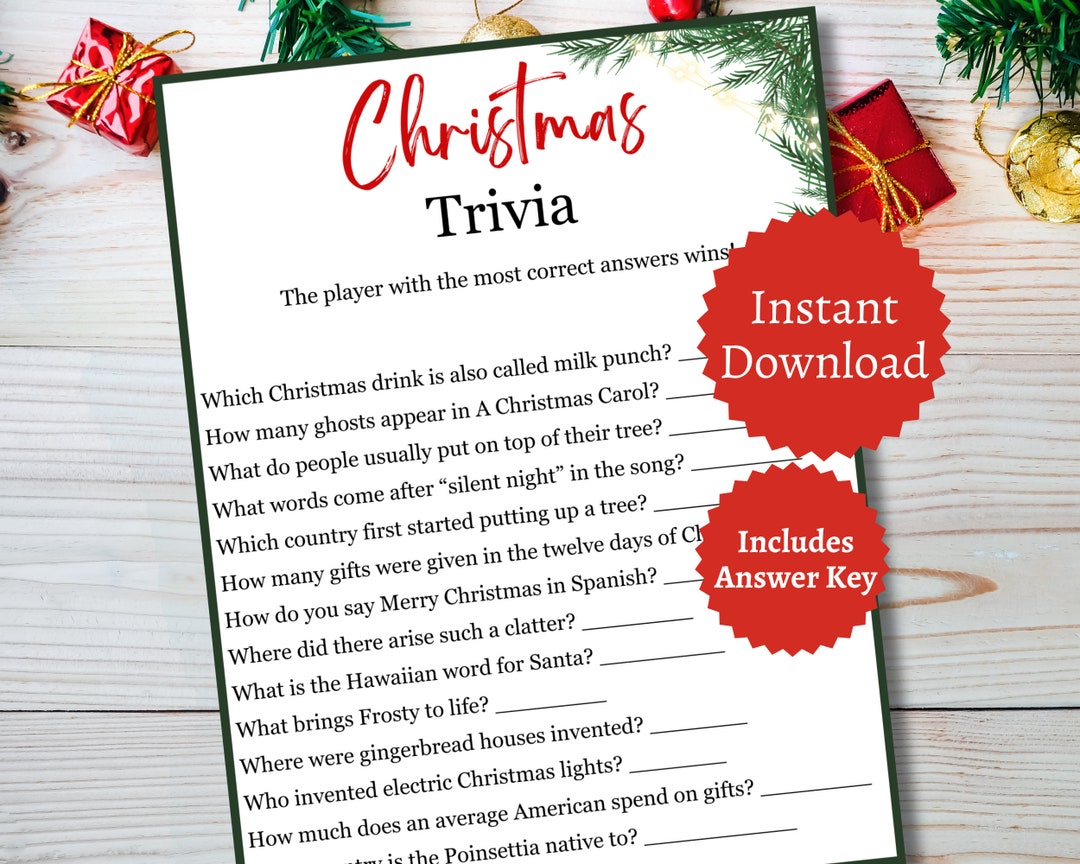 Christmas Trivia Game, Printable Holiday Party Game for Kids, Teens ...