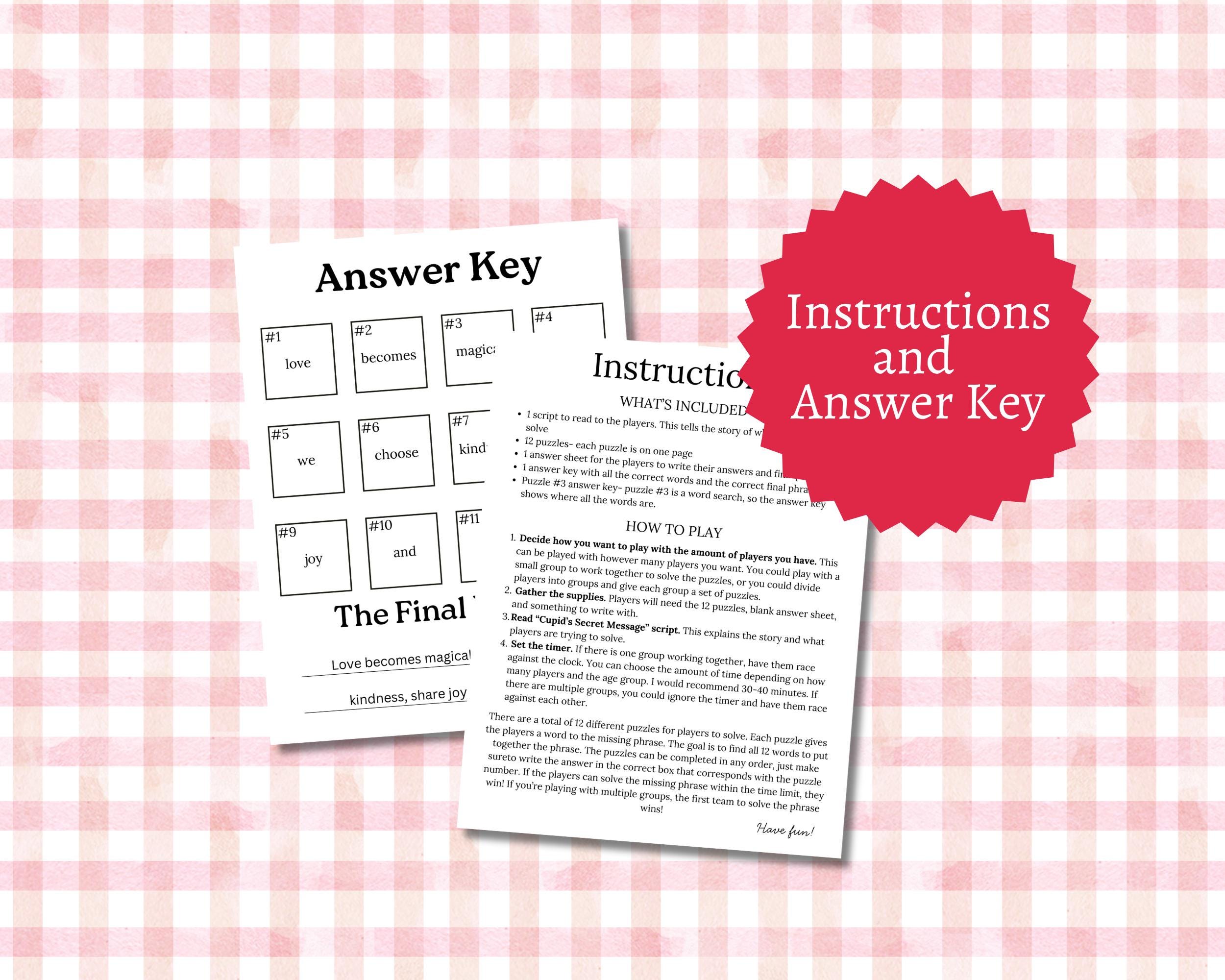 Valentine's Day Escape Room for Kids, Printable Puzzle Activity ...