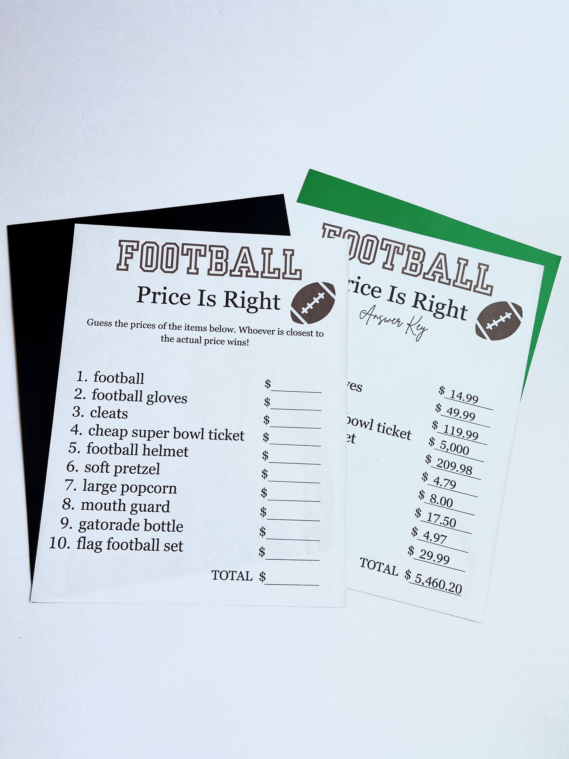 Football Price is Right Game, Football Party Activity Page for Kids ...