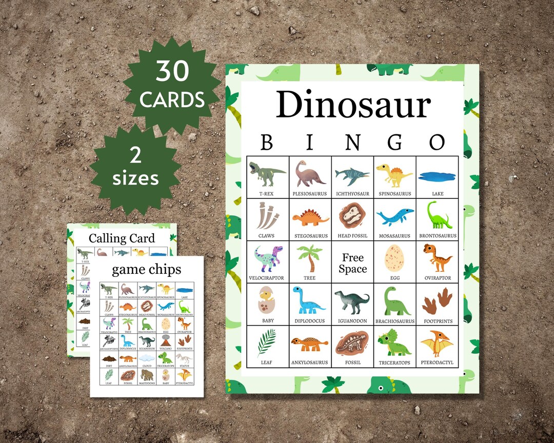 Dinosaur Bingo Cards, Printable Dinosaur-themed Party Game for Kids ...