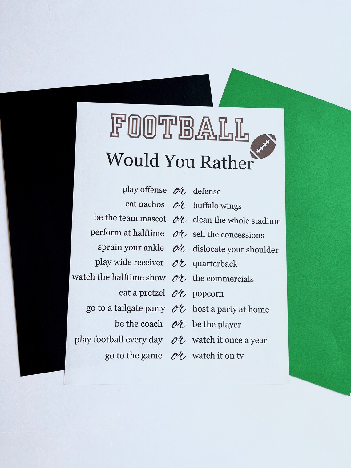 Football Would You Rather Game, Printable American Football Party Game ...