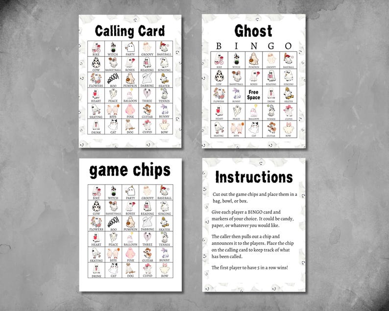 Ghost Bingo Cards, Halloween Party Game for Kids, Teens, and Adults ...