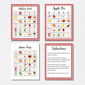 Apple Pie Bingo Cards, Printable Baking Party Game for Kids, Teens, and ...