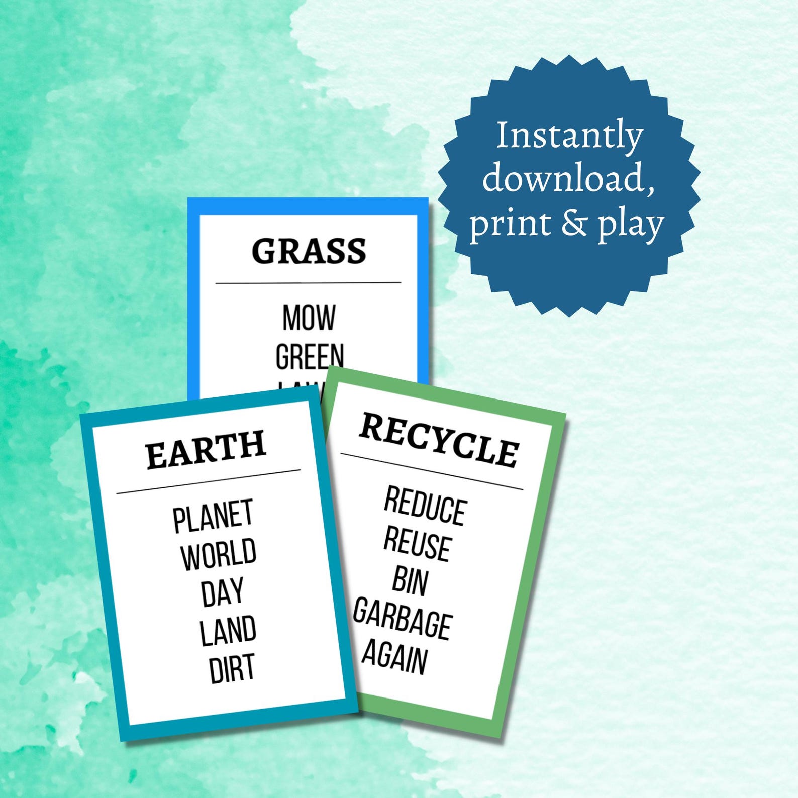 Earth Day Taboo Card Game, Printable Earth Day Party Game for Kids ...