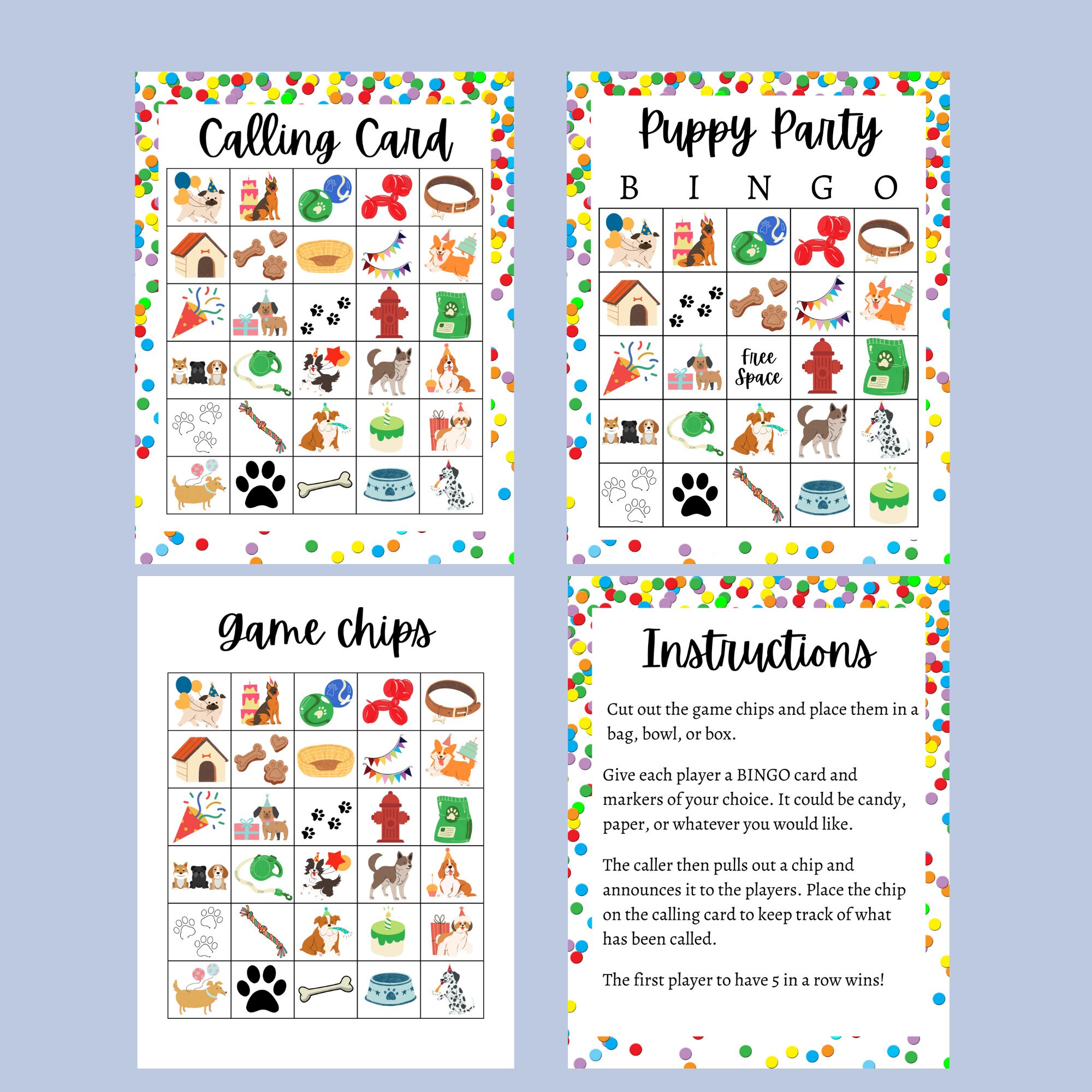 Puppy Party Bingo Cards, Printable Dog Birthday Party Game, Includes ...