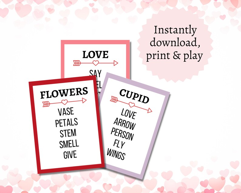 Valentine's Day Taboo Game, Printable Valentine's Party Game for Kids ...