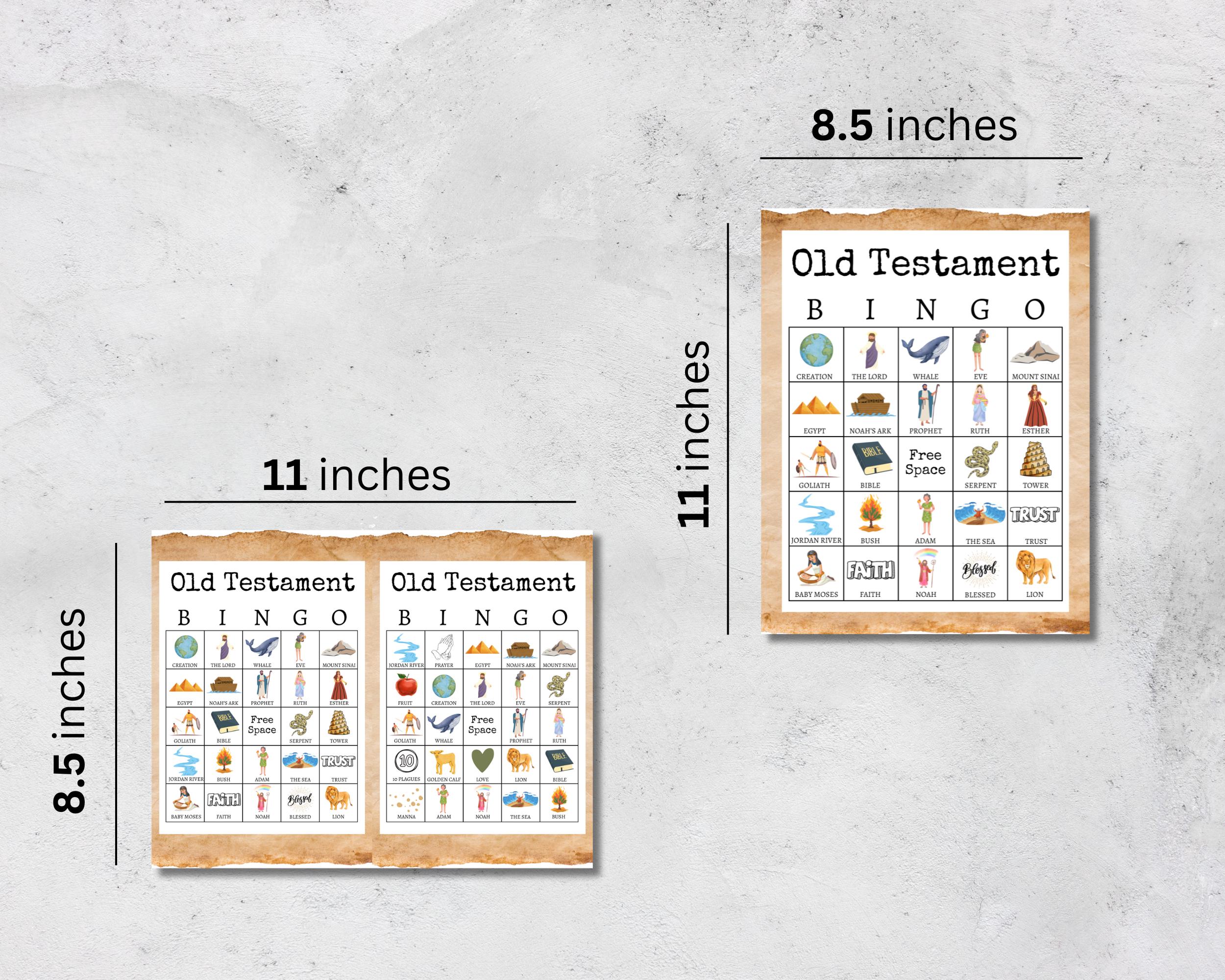 Old Testament Bingo Cards, Printable Bible Party Game for Kids, Teens ...