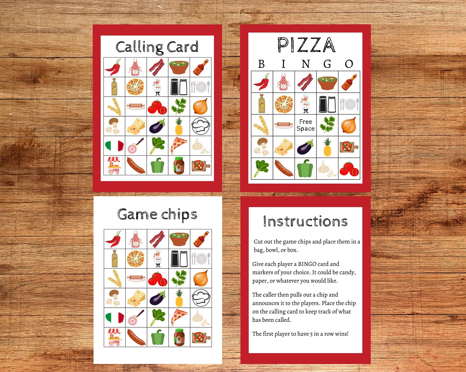Pizza Bingo Cards, Printable Pizza Party Game for Kids, Teens, and ...