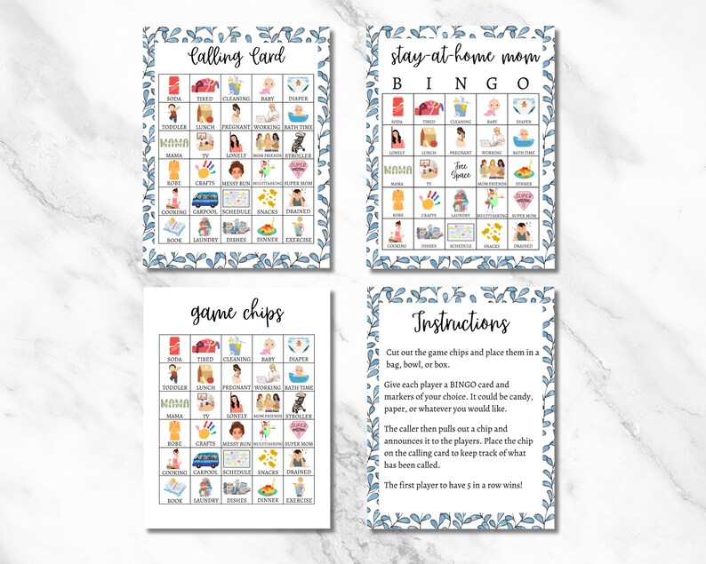 Stay-at-home Mom Bingo, Printable Mom Group Party Game, Ladies Night ...