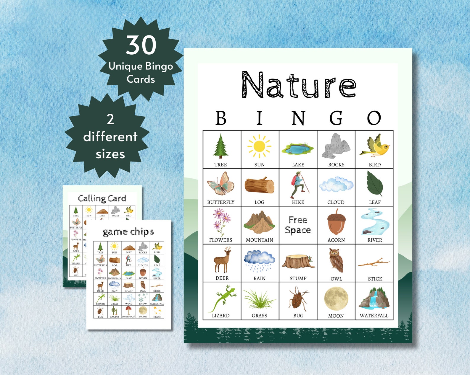 Nature Bingo Cards, Printable Outdoor Activity, Camping Game for Kids ...