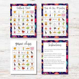 Día De Los Muertos Bingo Cards, Day of the Dead Party Game for Kids ...