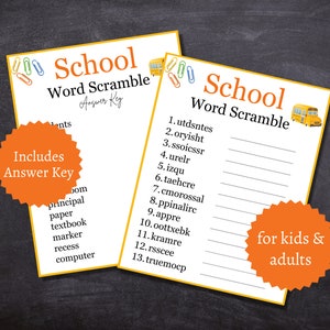 Back to School Word Scramble Game, Printable Classroom Activity for ...
