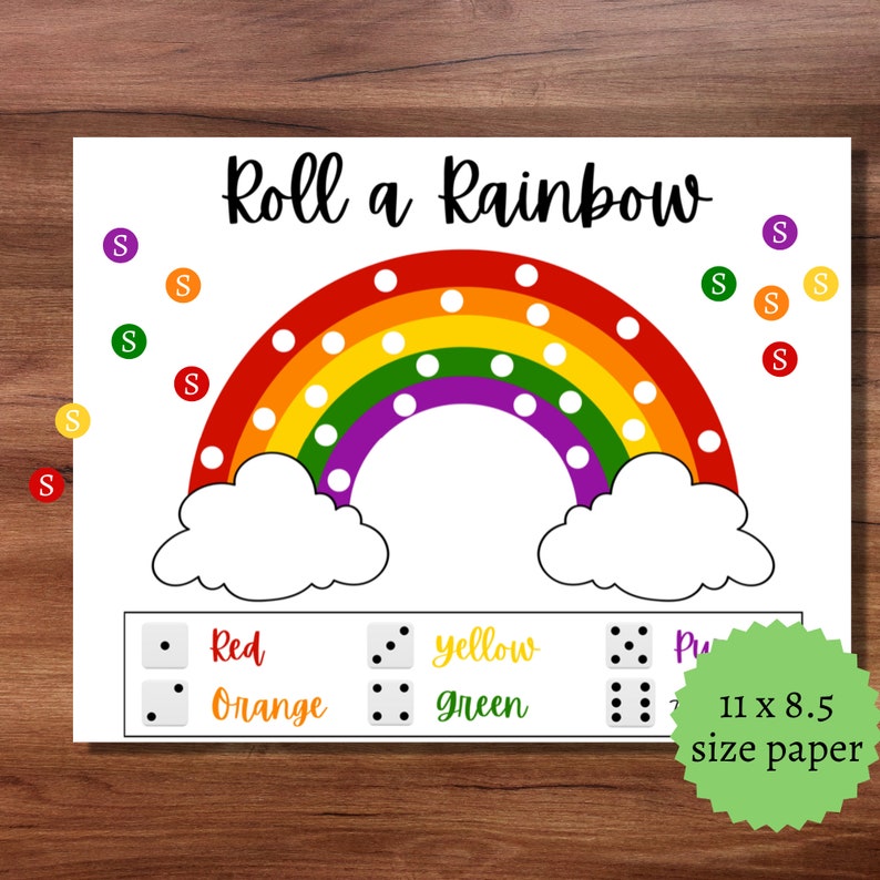 Roll a Rainbow Game, St. Patrick's Day Games, Rainbow Activity for Kids ...