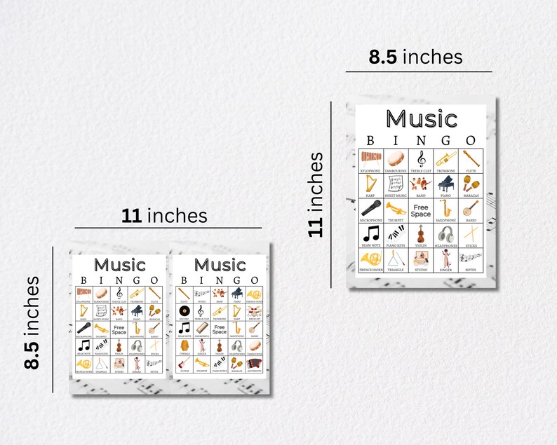 Music Bingo Cards, Instrument Learning Game, Printable Musical Party ...