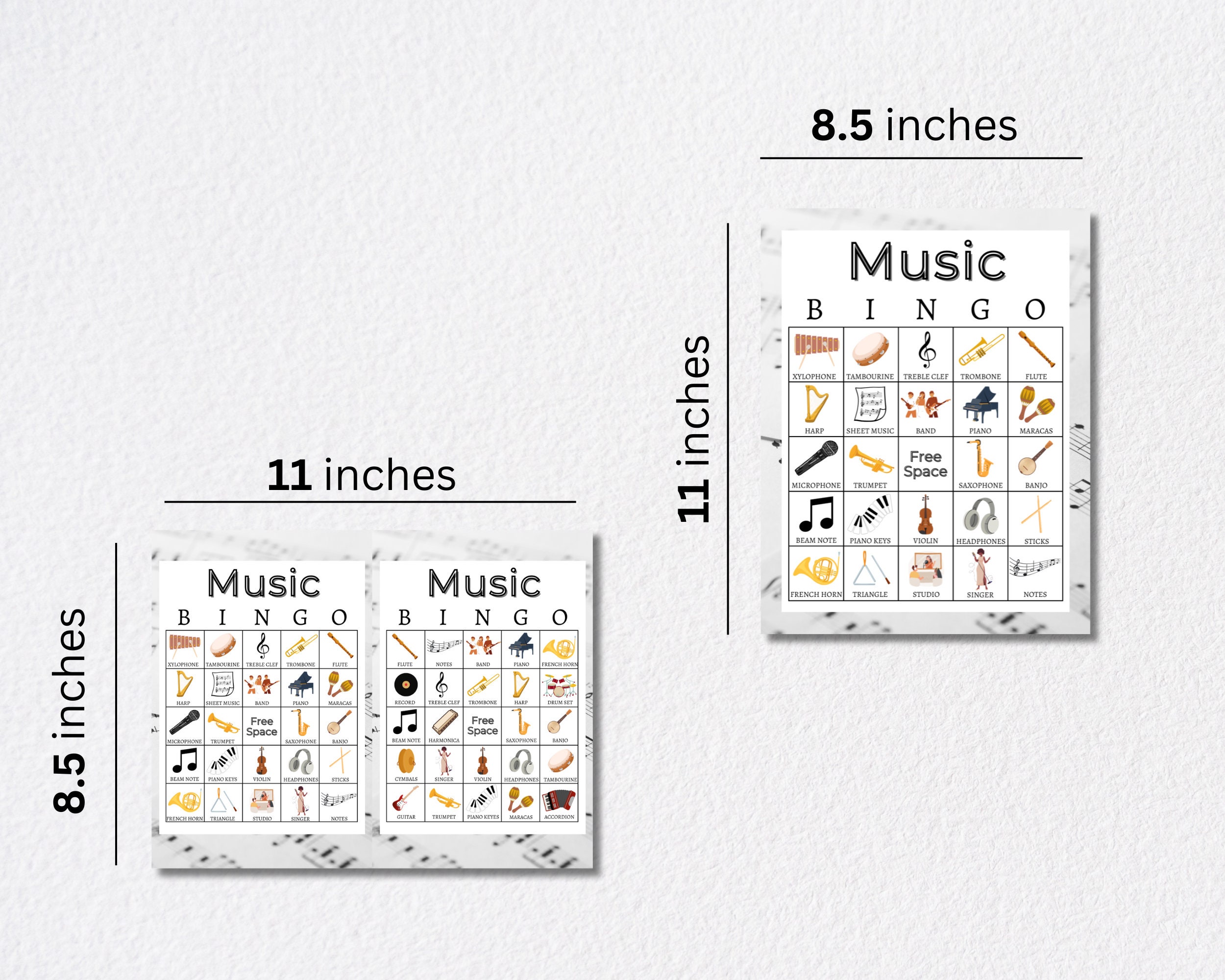 Music Bingo Cards, Instrument Learning Game, Printable Musical Party ...