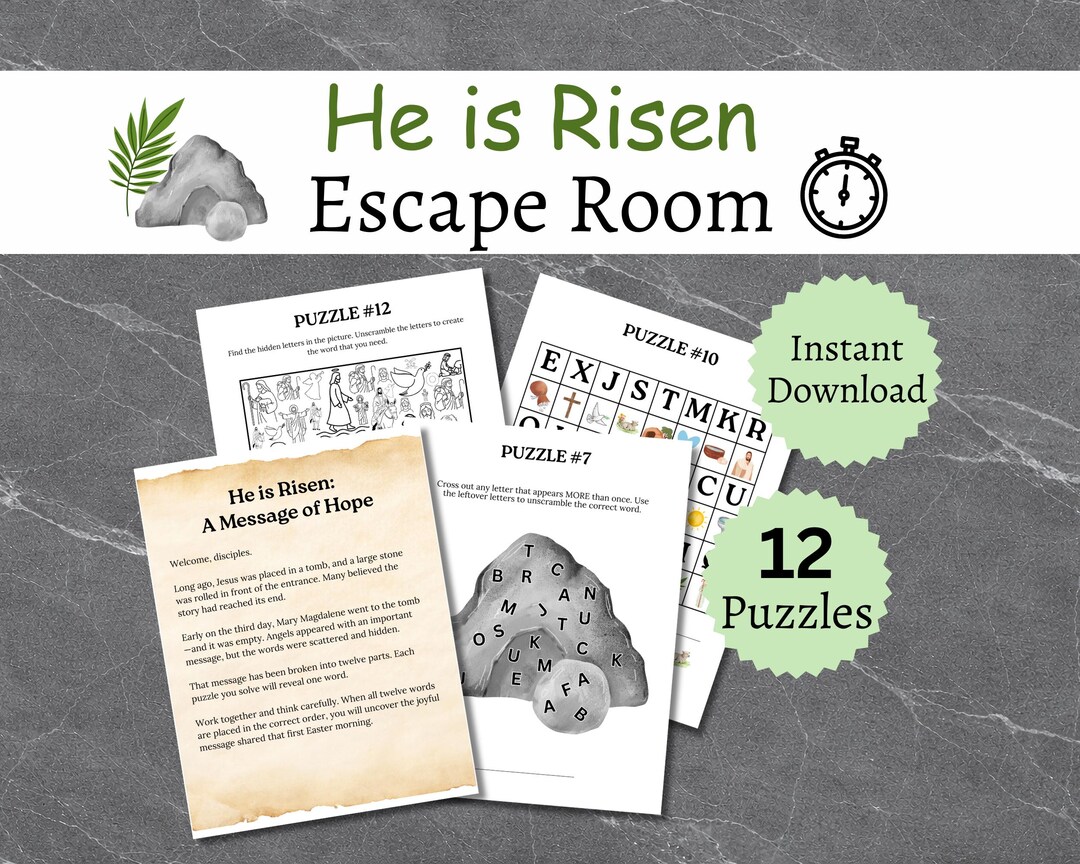 He is Risen Escape Room for Kids, Printable Easter Resurrection Party ...