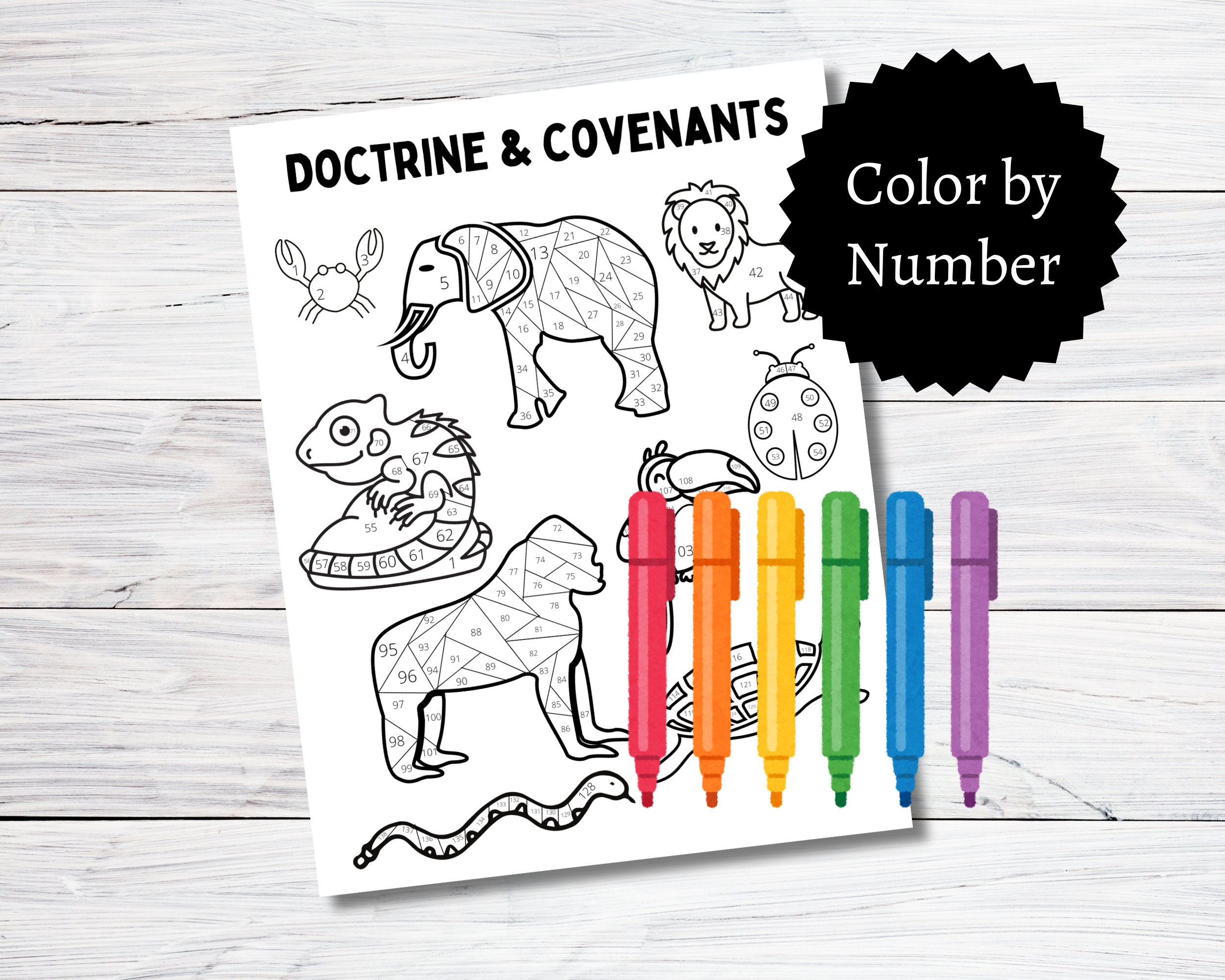 Doctrine and Covenants Reading Chart for Kids, Color by Number ...