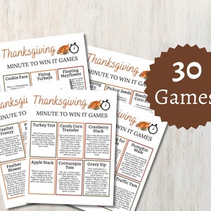 Thanksgiving Minute to Win It Games, Printable Thanksgiving Party Game ...