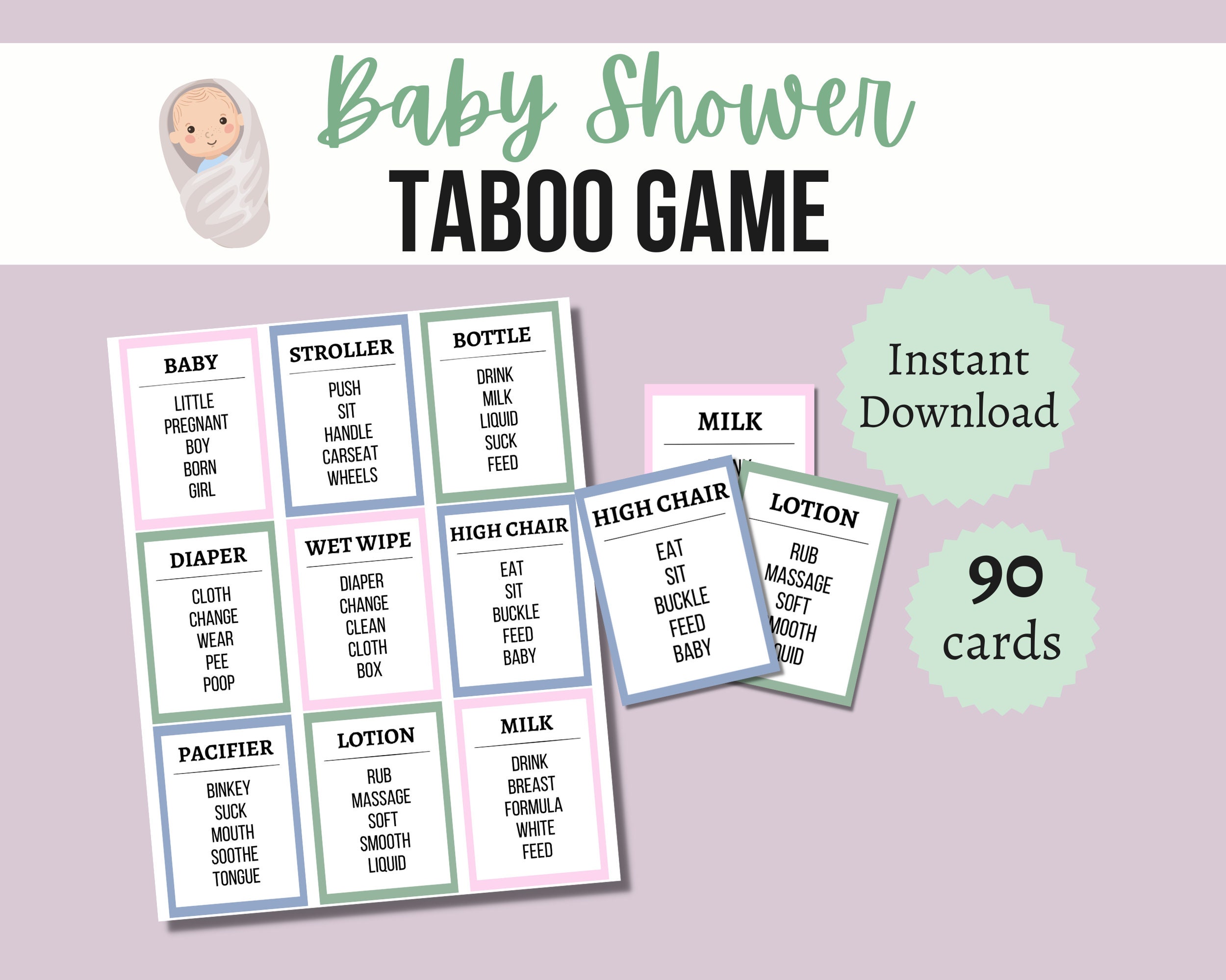 Baby Shower Taboo Game Printable Baby Shower Taboo Cards - Etsy Canada