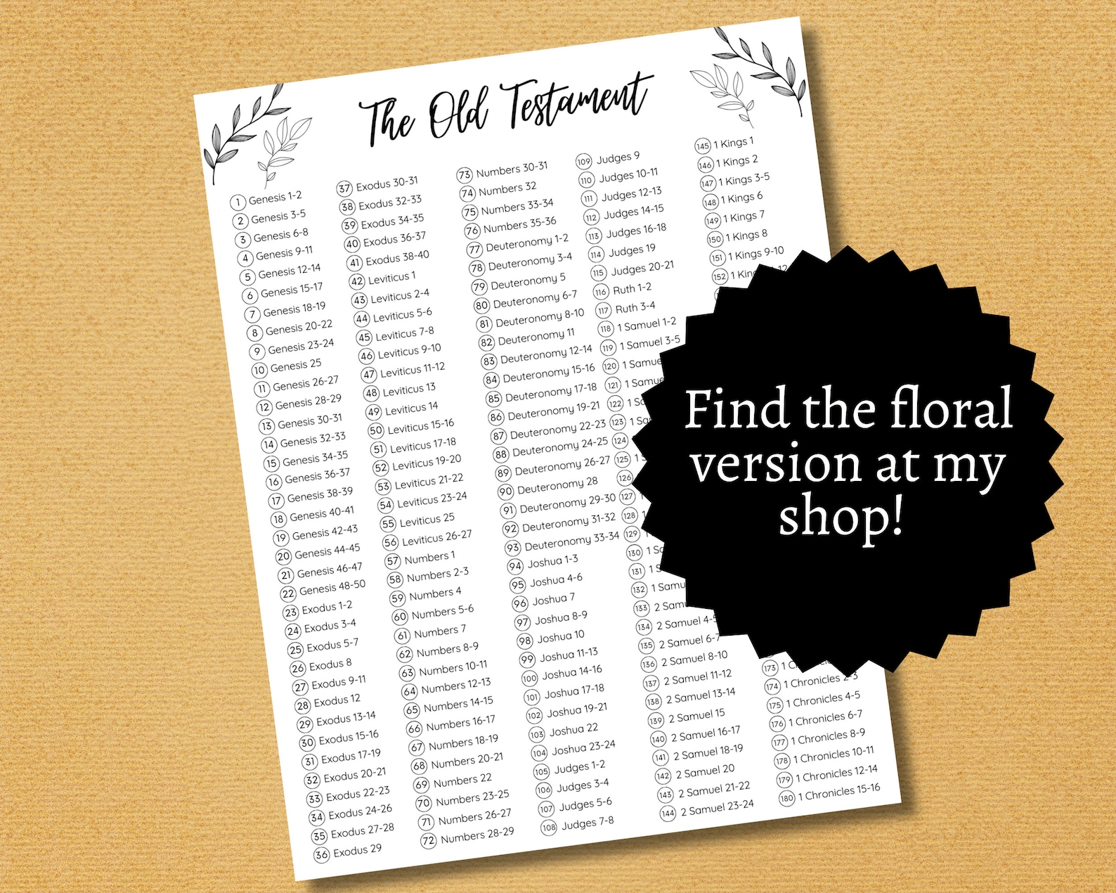 365 Days Old Testament Reading Chart, One Year Bible Reading Tracker ...