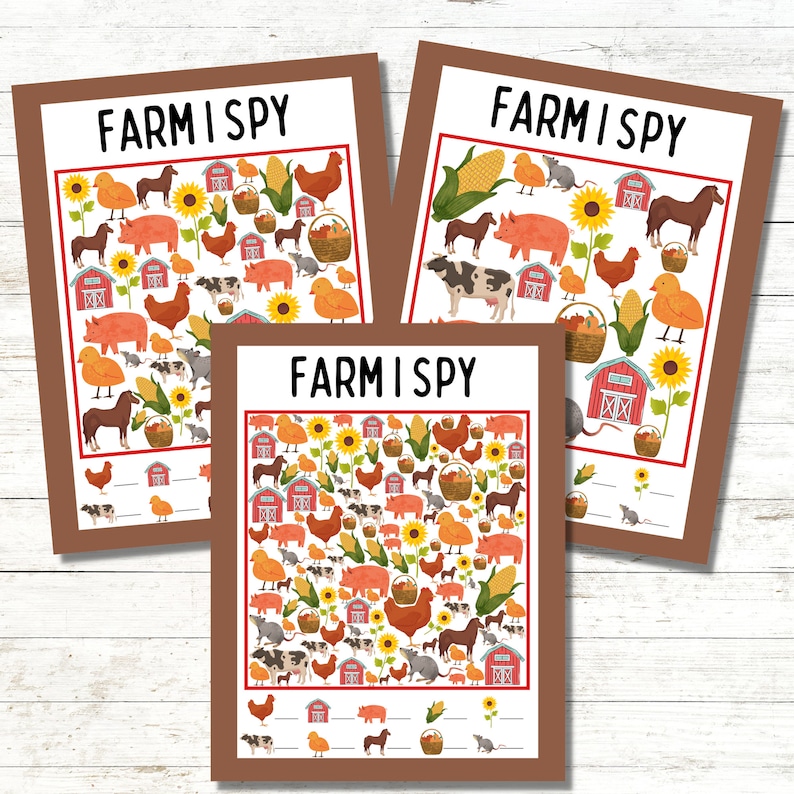 Farm I Spy Game, Printable Farm-themed Party Game for Kids, Barnyard ...