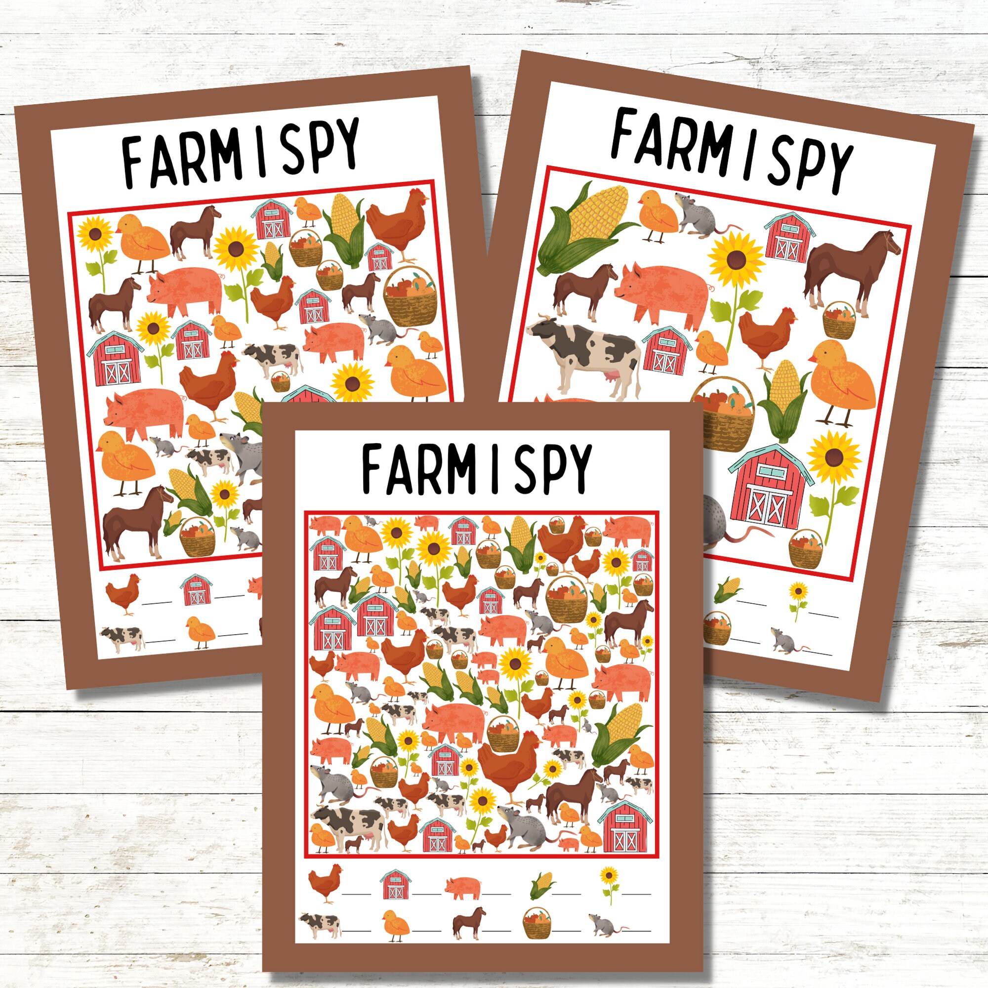 Farm I Spy Game, Printable Farm-themed Party Game for Kids, Barnyard ...