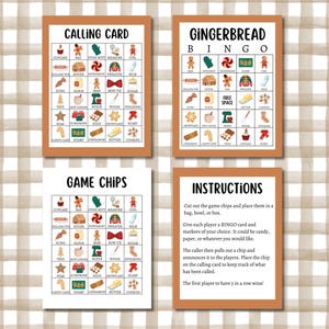 Gingerbread Bingo Cards, Printable Christmas Party Game, Holiday ...