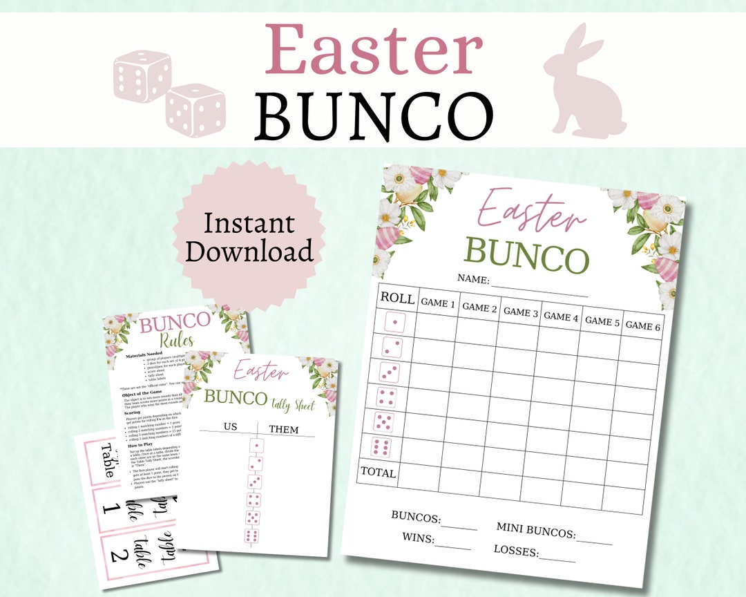 Easter Bunco Bundle, Printable Easter Party Game for Groups, Dice ...