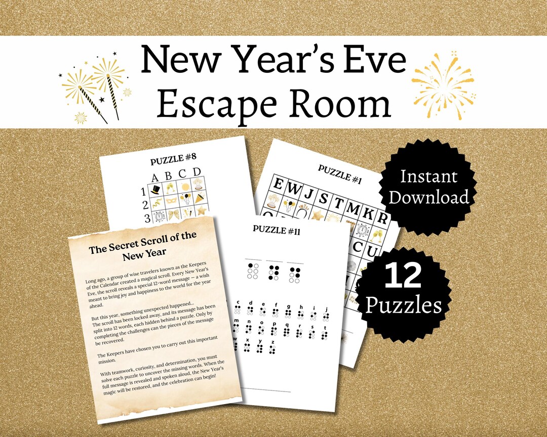 New Year's Eve Escape Room for Kids, Printable New Years Party Game ...