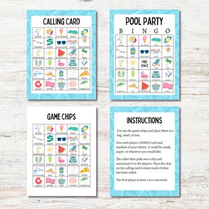 Pool Party Bingo Cards, Summertime Game for Kids, Teens, and Adults ...