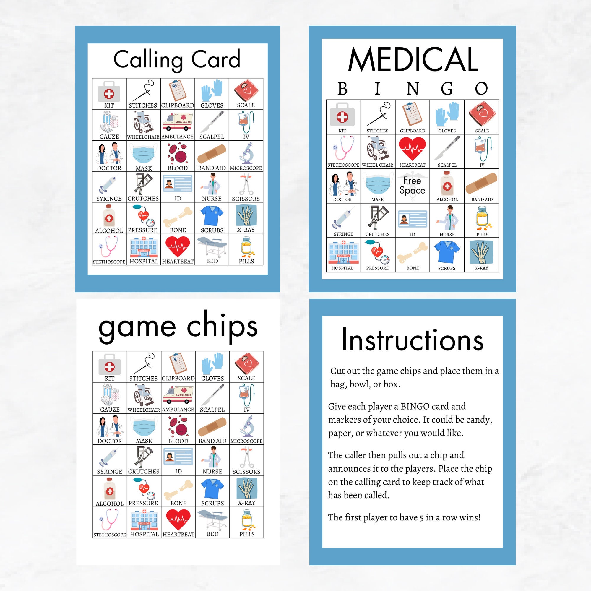 Medical Bingo Cards, Nurse Appreciation Week Game, Doctor-themed ...