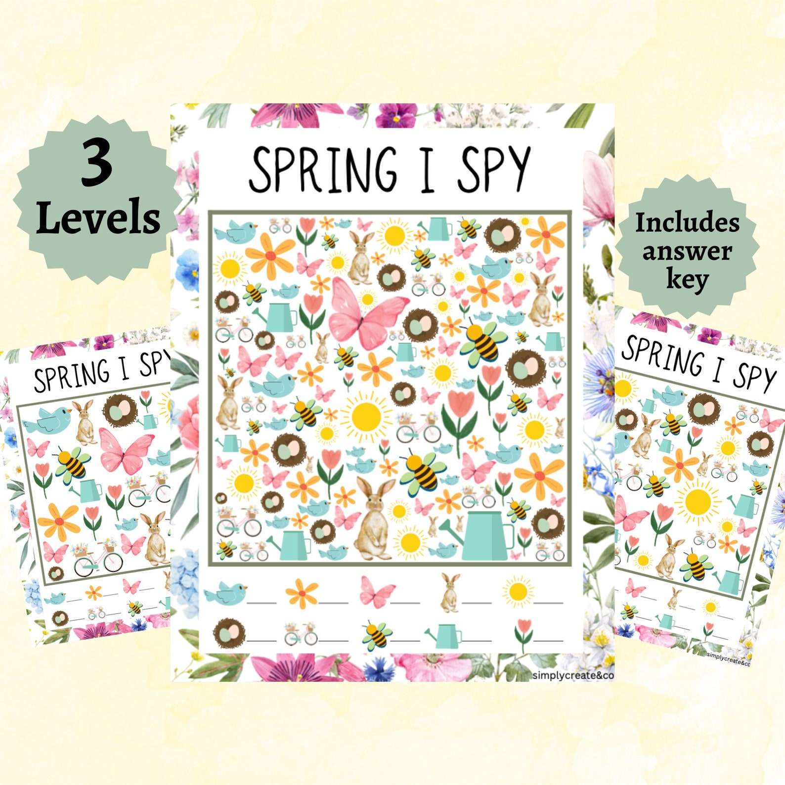 Spring I Spy, Spring Activities for Kids, Printable Easter Games - Etsy
