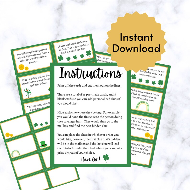 St. Patrick's Day Scavenger Hunt for Kids, Printable Leprechaun ...