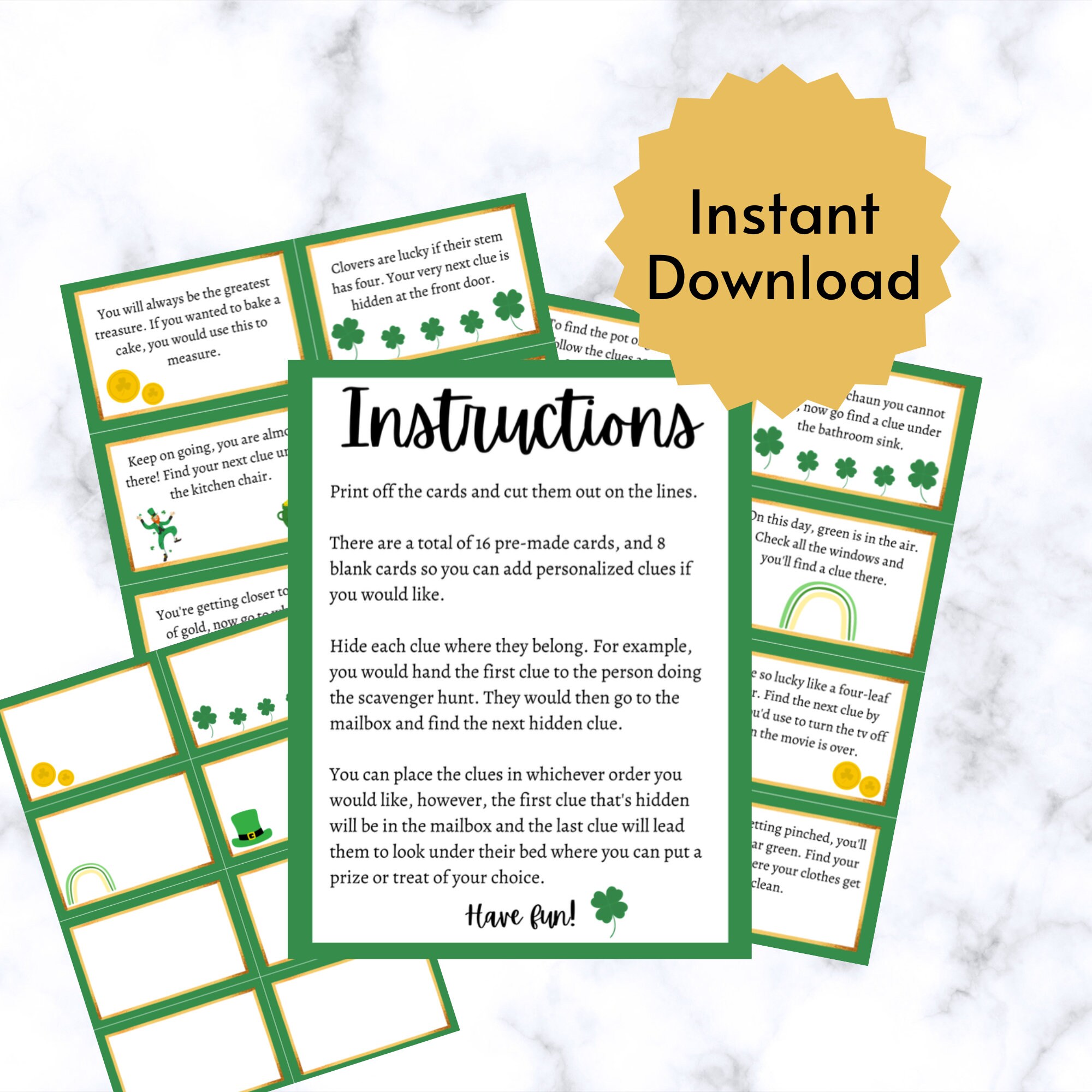 St. Patrick's Day Scavenger Hunt for Kids, Printable Leprechaun ...