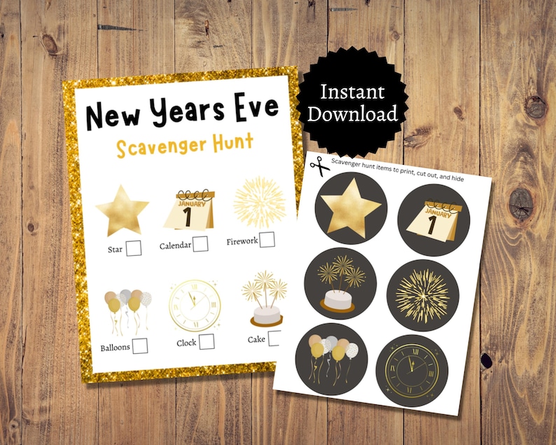 New Year's Eve Scavenger Hunt for Kids, Printable New Year Party Game ...