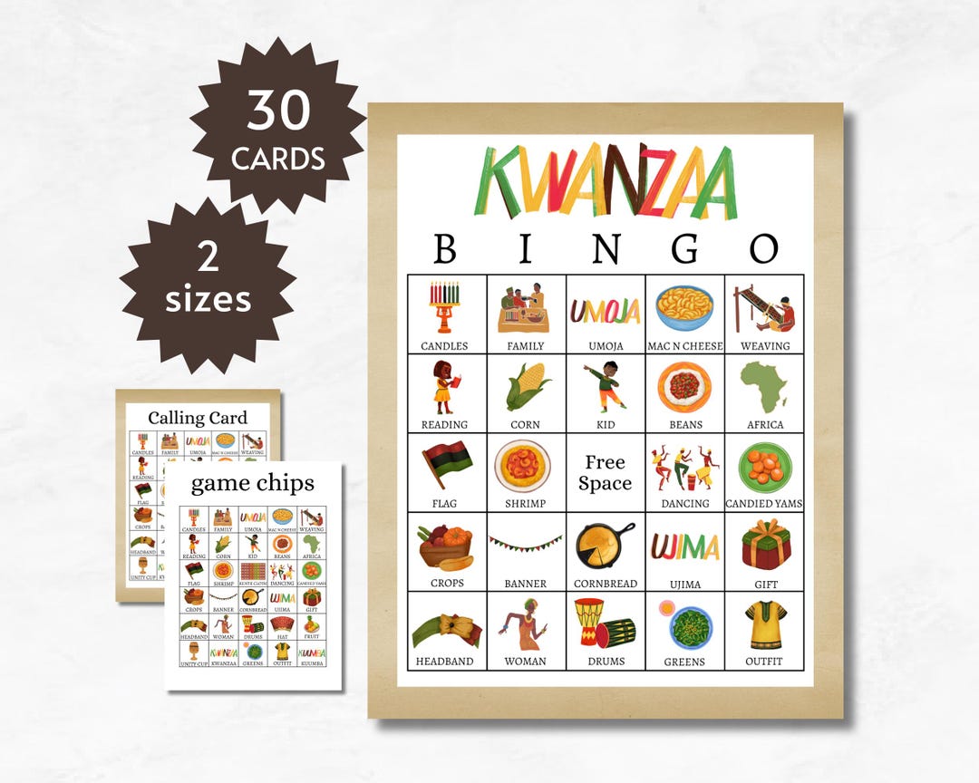 Kwanzaa Bingo Cards, Printable Kwanzaa Party Game for Kids, Teens, and ...