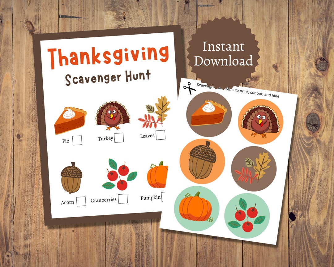 Thanksgiving Scavenger Hunt for Kids, Printable Fall Game, Activity for ...