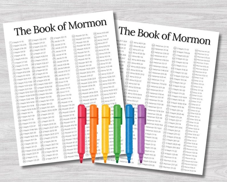 365 Days Book of Mormon Reading Chart, LDS Daily Scripture Reading ...