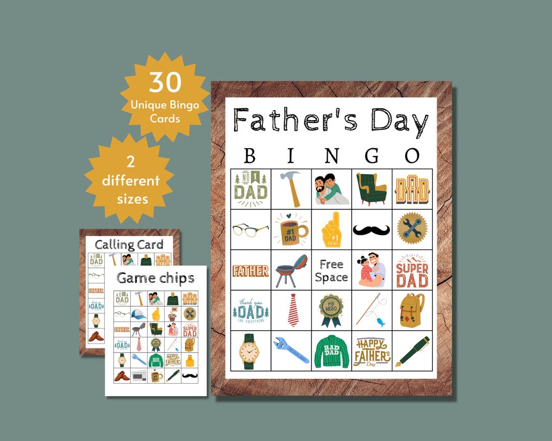 Father's Day Bingo Cards Bundle, Printable Father's Day Party Game for ...