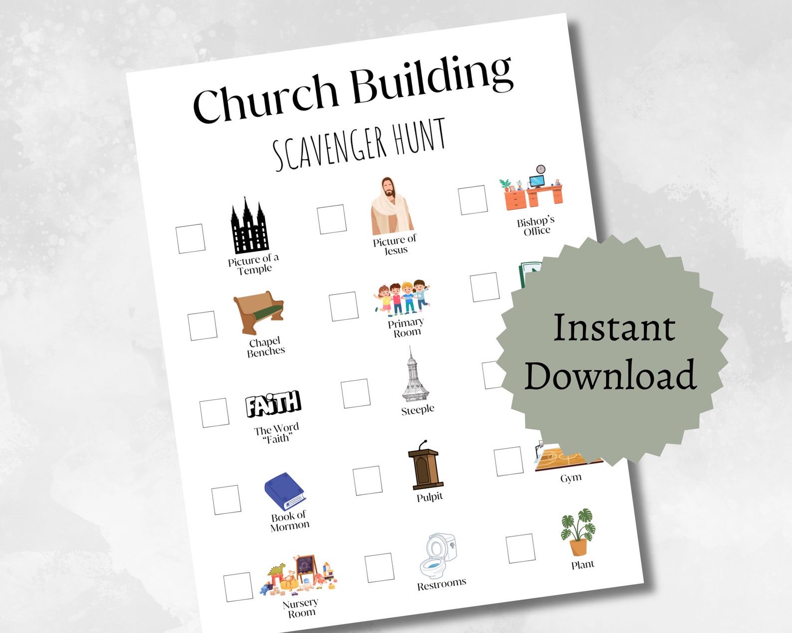 Latter-day Saints Church Building Scavenger Hunt for Kids, LDS Activity ...