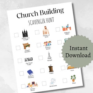 Latter-day Saints Church Building Scavenger Hunt for Kids, LDS Activity ...