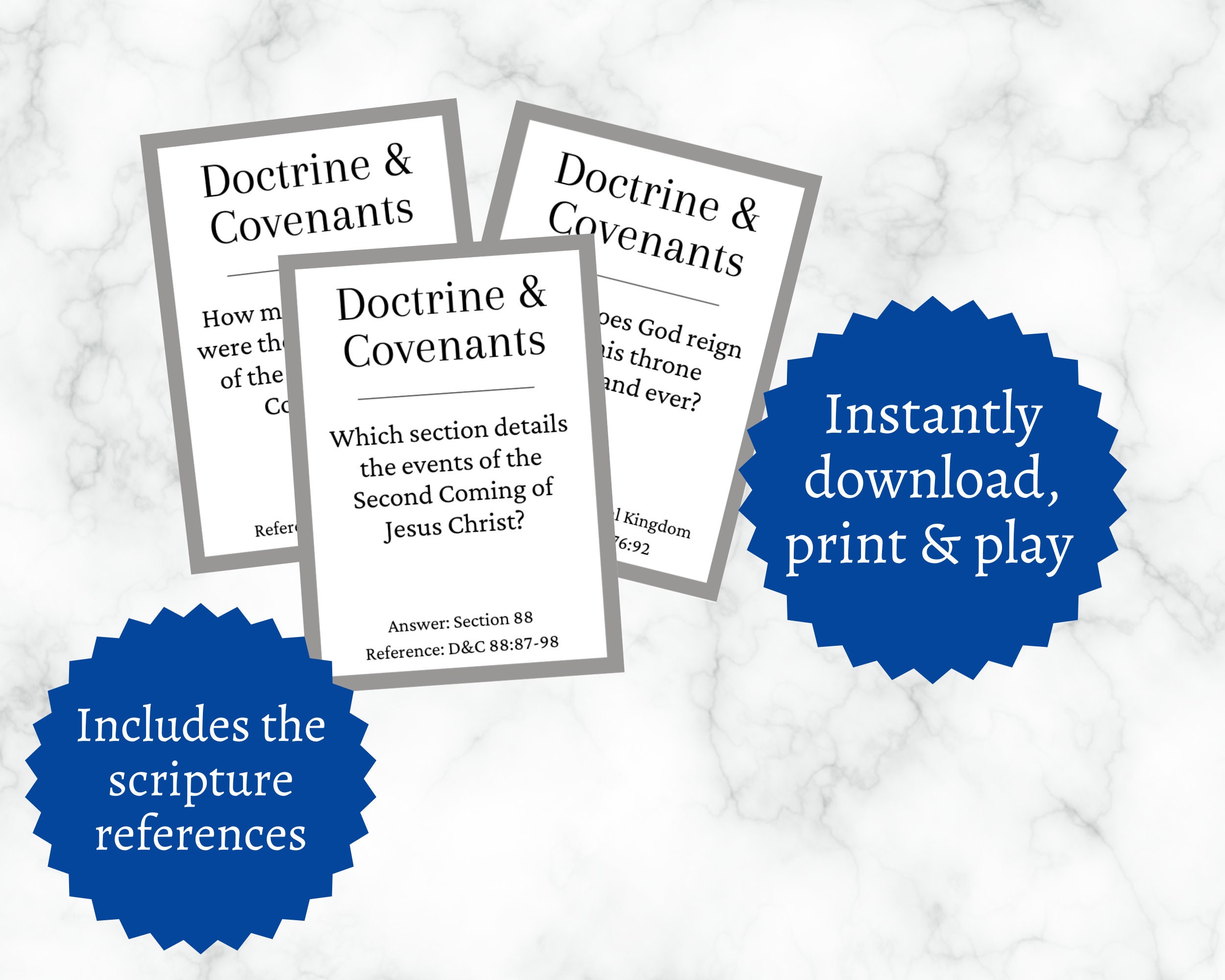 Doctrine and Covenants Trivia Cards, D&C Come Follow Me 2025 Activity ...