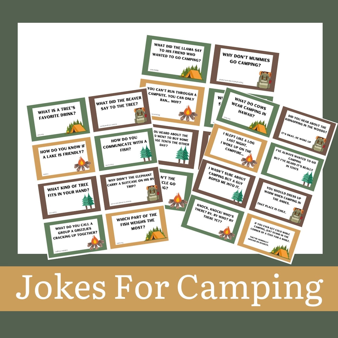 Camping Jokes, Printable Funny Camp Joke Cards for Kids, Summer Campout ...