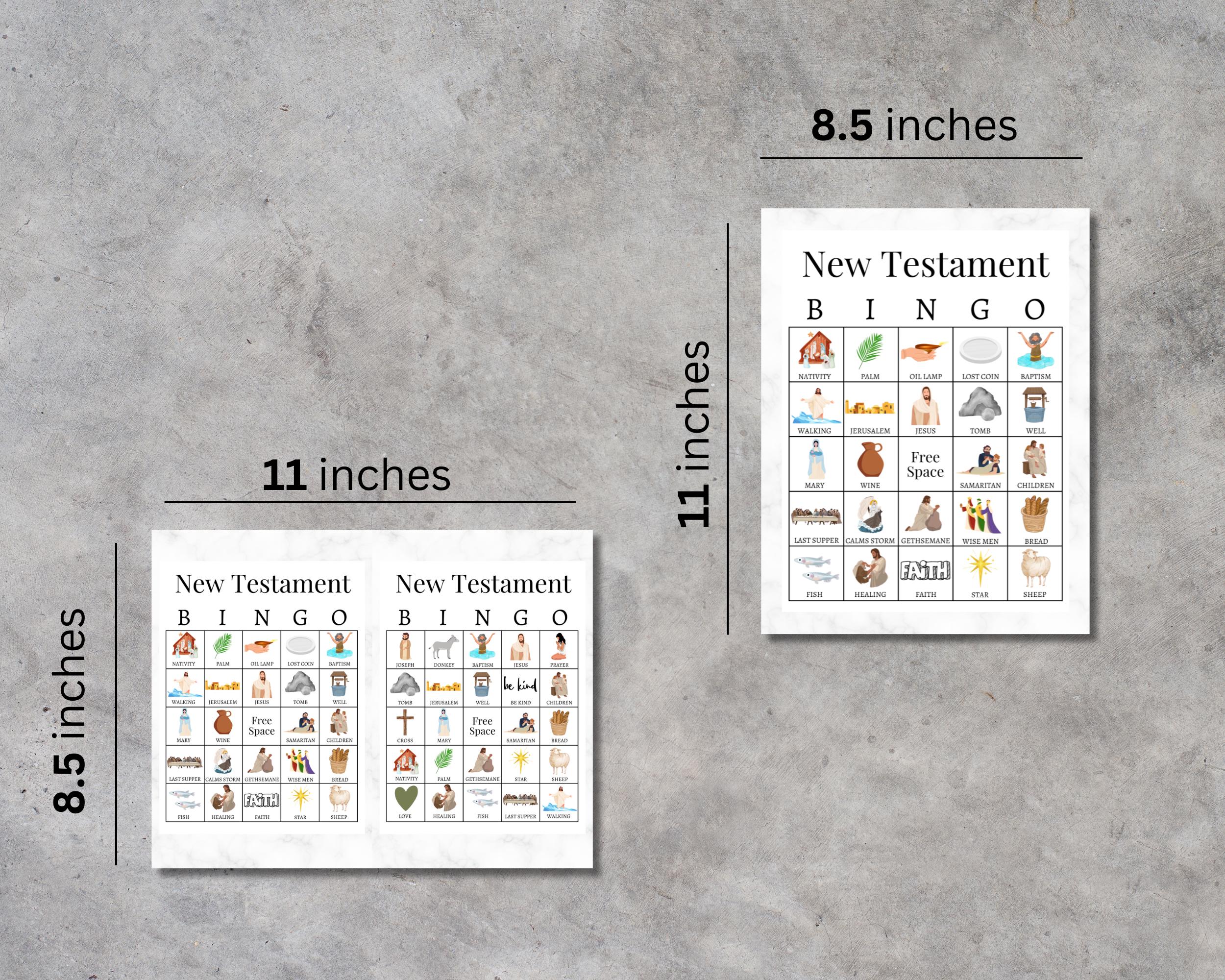 New Testament Bingo Cards, Bible Party Game for Kids, Teens, and Adults ...