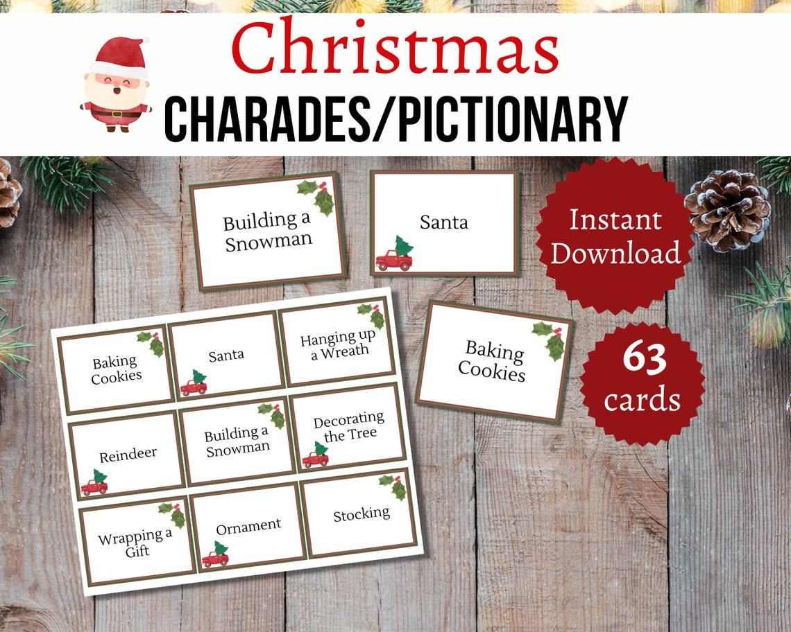 Christmas Charades Cards, Christmas Pictionary Game, Christmas Games ...