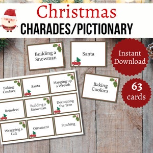 Christmas Charades Cards, Christmas Pictionary Game, Christmas Games ...