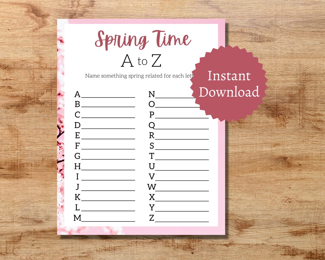 Spring A to Z Game, Printable Springtime Alphabet Activity for Kids ...