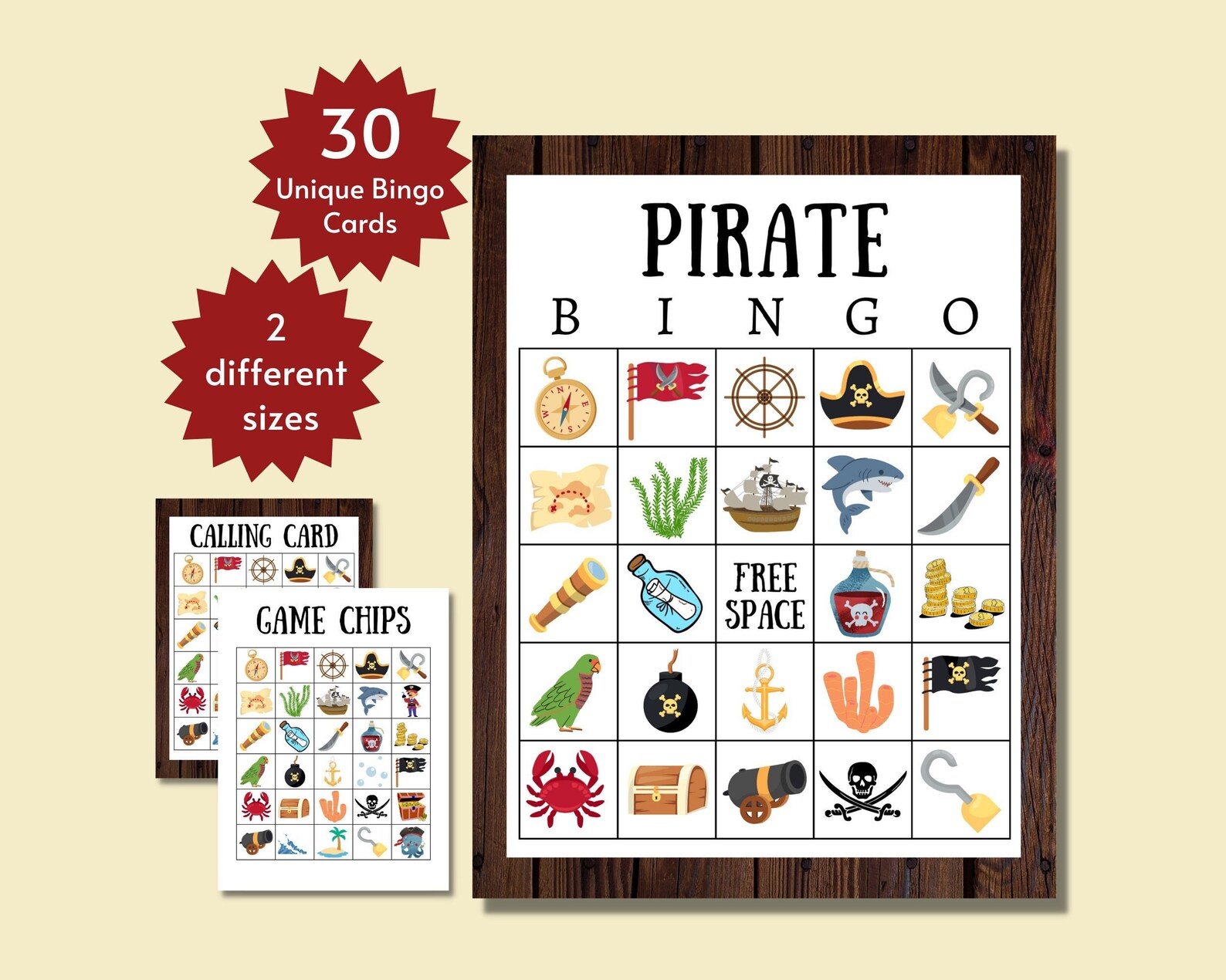 Pirate Bingo, Pirate Party Games, Pirate Birthday Party, Printable ...