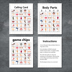 Body Parts Bingo Cards, Printable Human Anatomy Learning Game for Kids ...